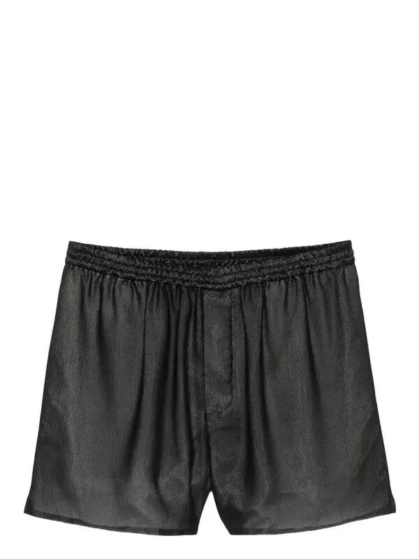 SAPIO Mesh-texture Gathered Shorts - Black