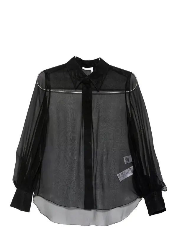 Chloé Sheer Puff-sleeve Blouse - Black