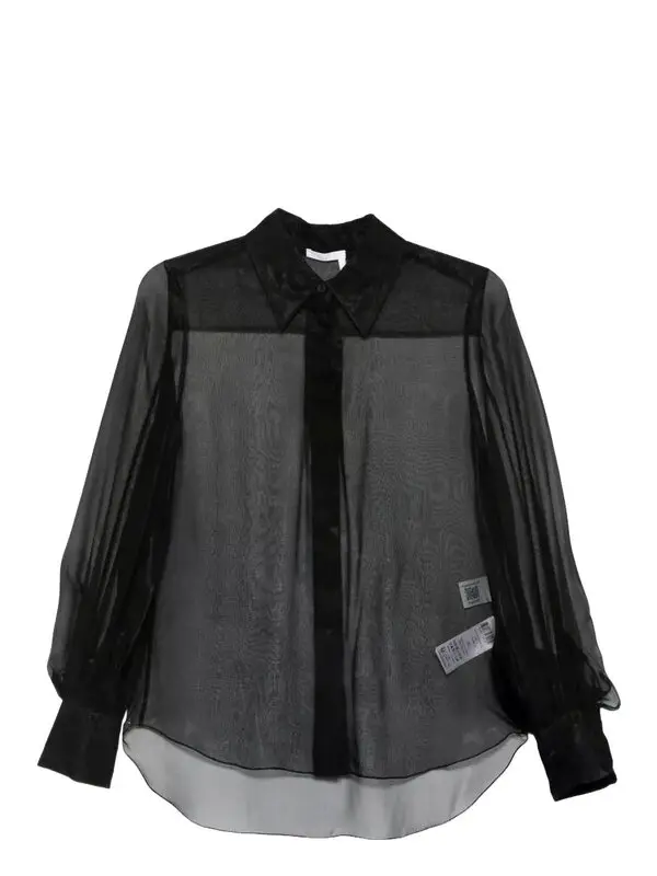 Chloé Sheer Puff-sleeve Blouse - Black