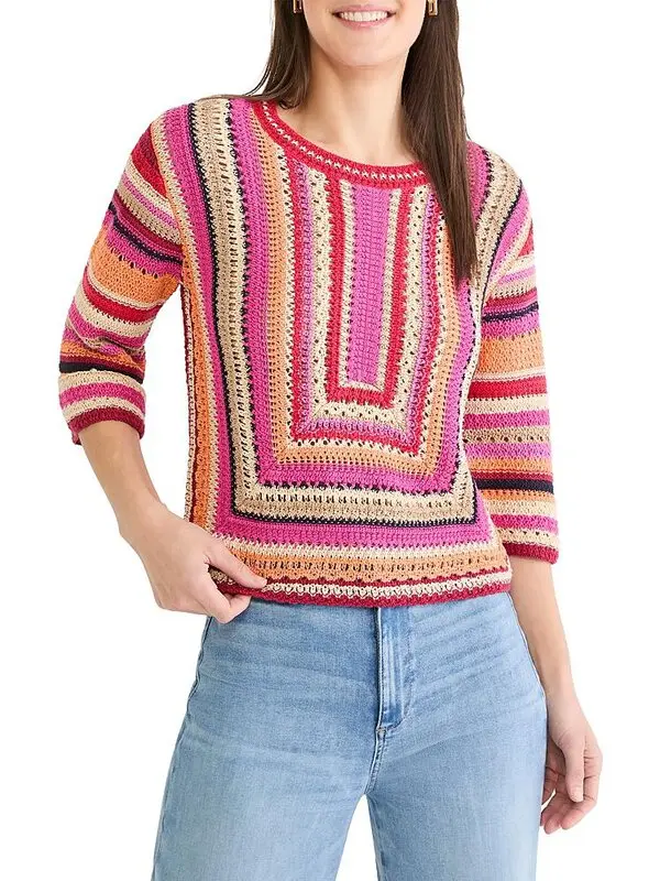 NIC+ZOE Pastiche Mix Sweater - Red Multi