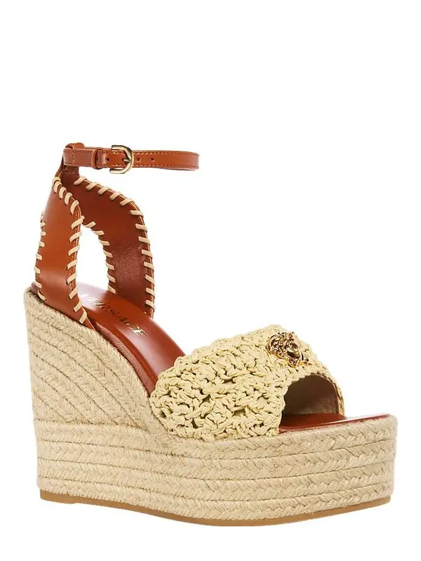 Versace Medusa Espadrille Platform Sandals - Natural/amber