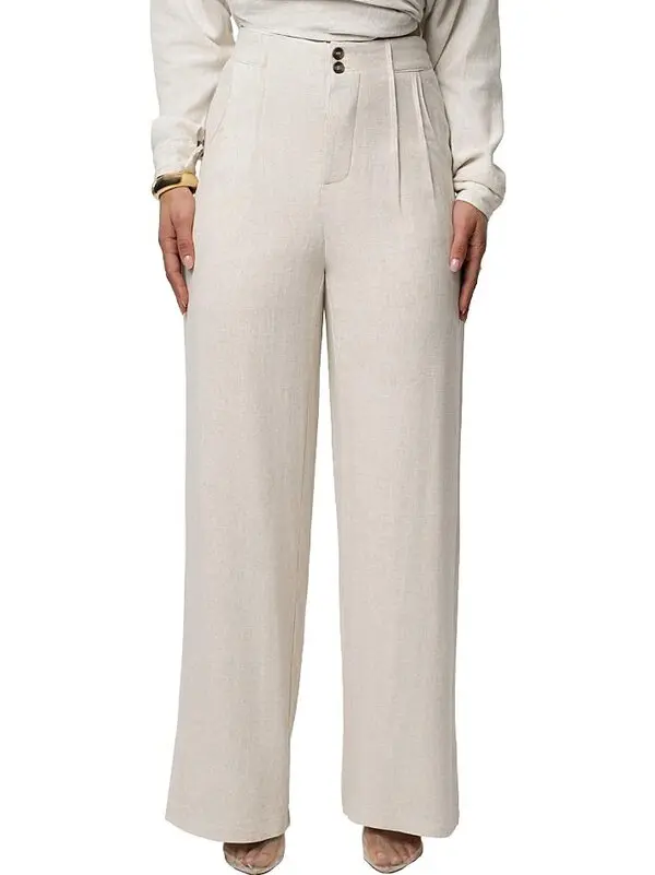 JLUXLABEL Thea Linen Trousers - Beige