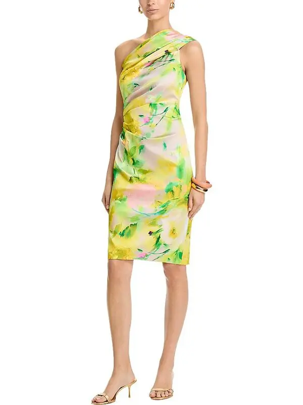 Eliza J One Shoulder Sheath Dress - Yellow Sorbet
