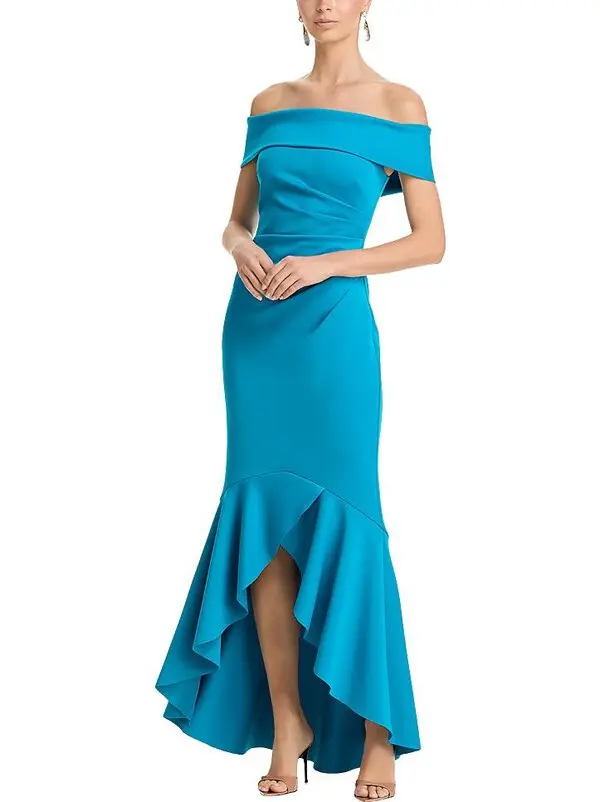 Eliza J Off-the-shoulder Hi-lo Cocktail Dress - Ocean