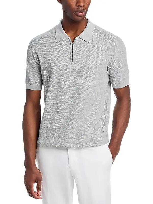 MAURIZIO BALDASSARI Chevron Quarter Zip Knit Polo Shirt - Grey