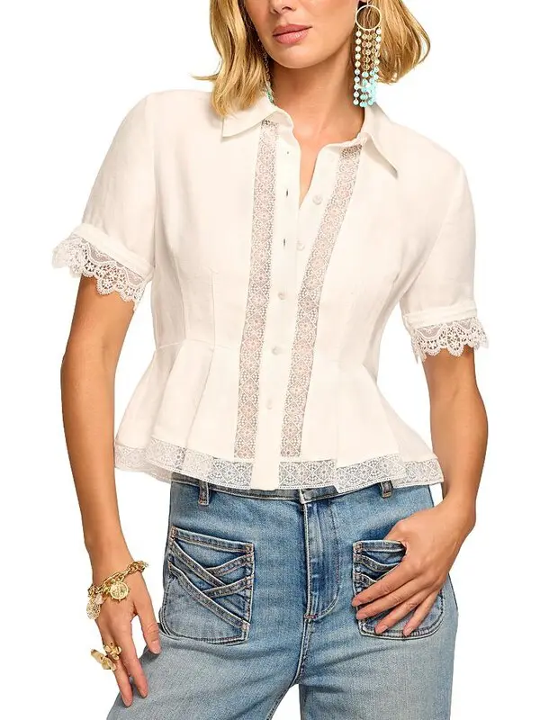 Ramy Brook Becky Button-up Shirt - White Linen