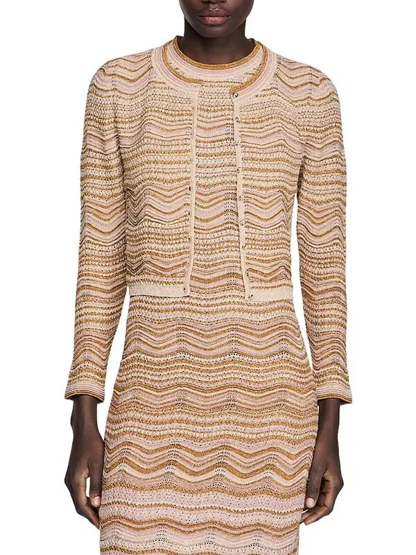 Sandro Raffaelo Knit Cardigan Sweater - Brown