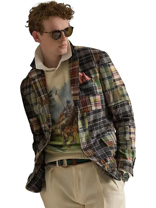 Polo Ralph Lauren Tailored Fit Patchwork Blazer - Blue