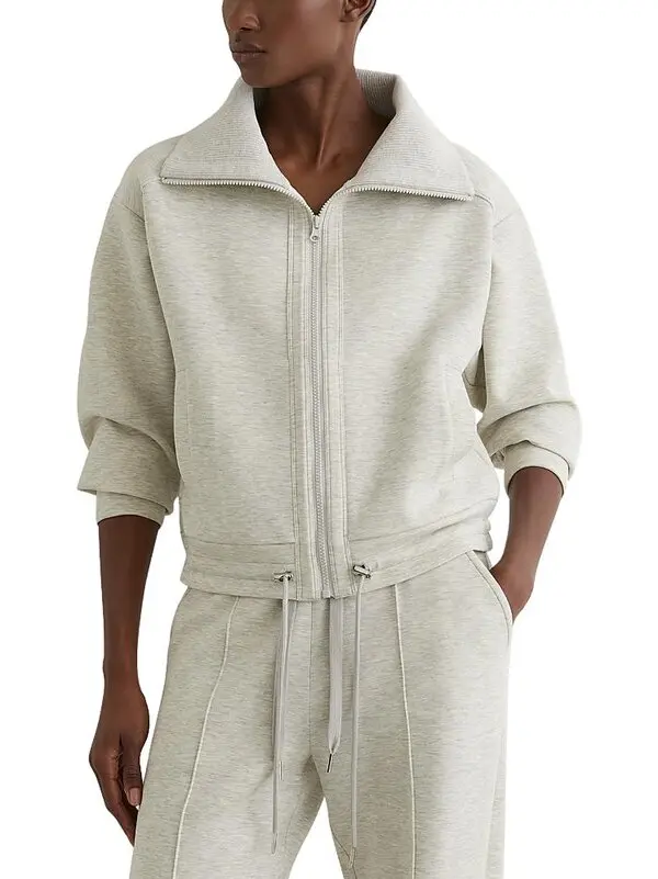 REISS Zip Front Sweatshirt - Grey Marl