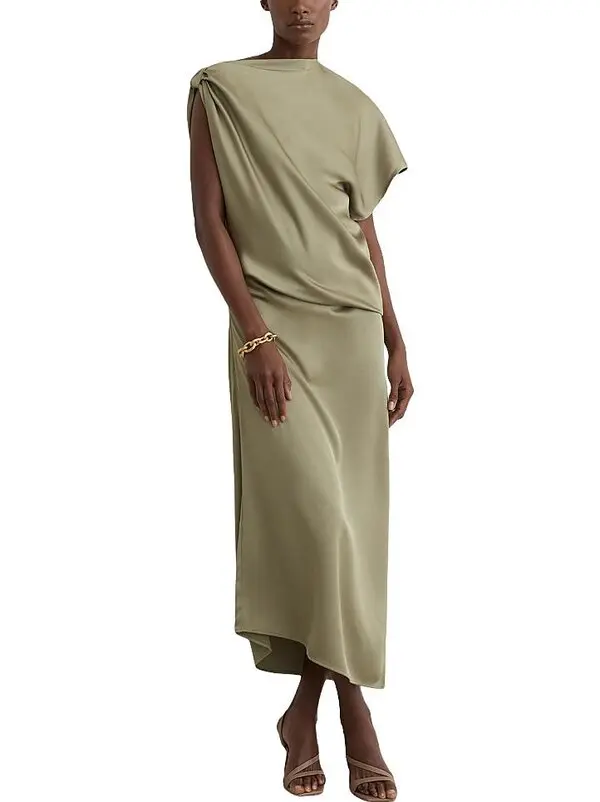 REISS Draped Maxi Dress - Olive Green
