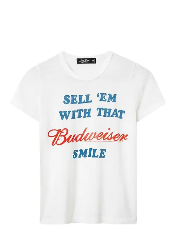 Junk Food Clothing Sell 'em With That Budweiser Smile Vintage Tee - Vintage White