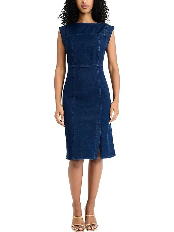 Maggy London Sleeveless Midi Dress - Dark Wash