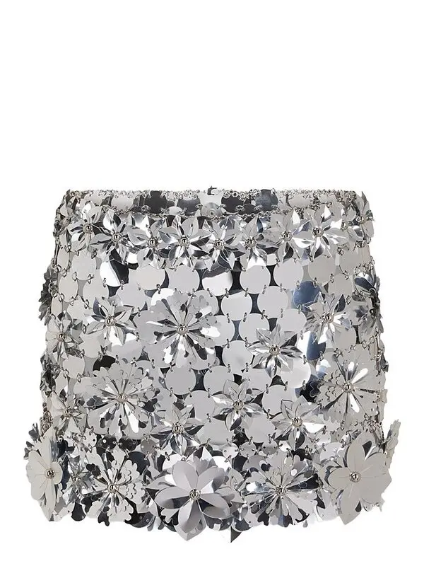 Rabanne Embellished Mini Skirt - Silver