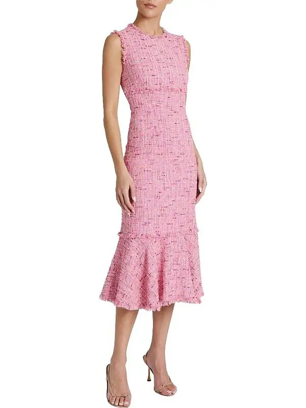 Santorelli Andi Sleeveless Sheath Tweed Dress - Candy Pink