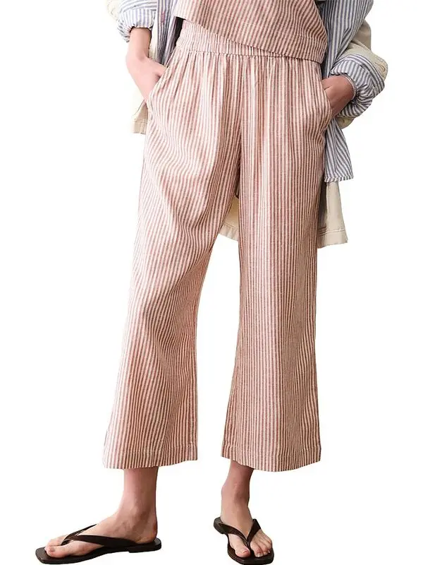 Marine Layer Allison Crop Trousers - Rust Stripe