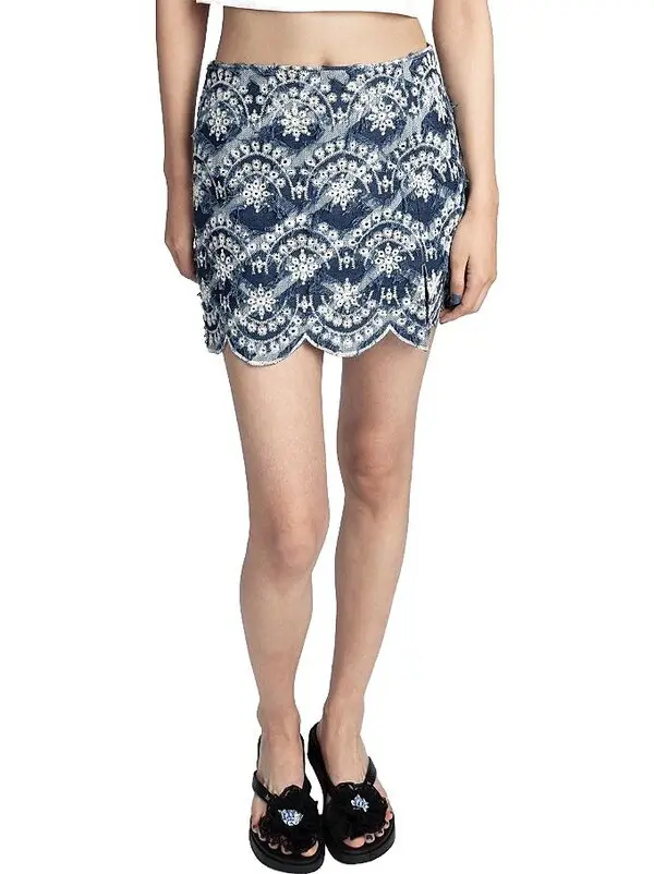 Anna Sui Sonora Denim Mini Skirt - Denim Multi