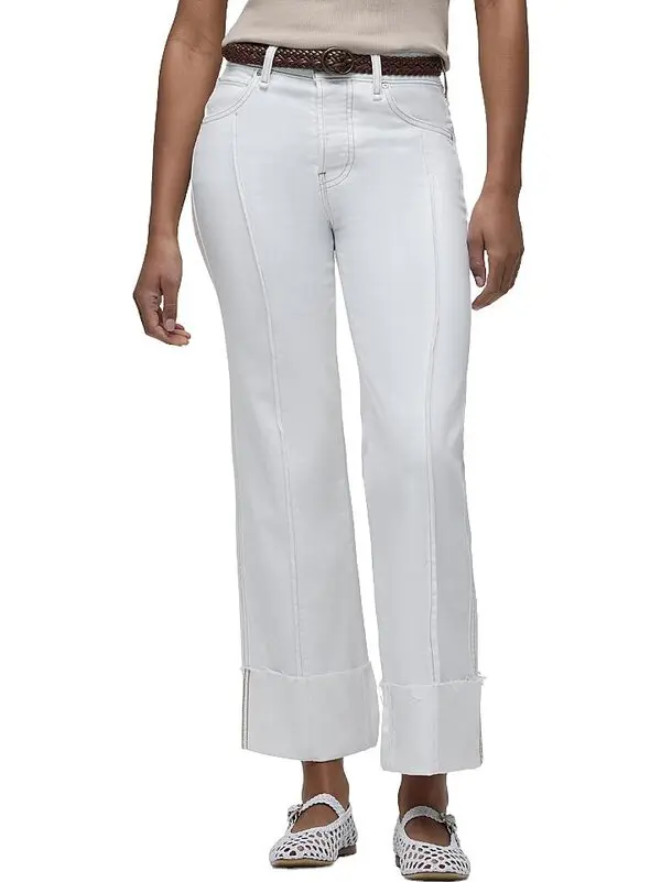 Hudson Jeans Rosie Pintucked Cuffed Wide Leg Jeans - White