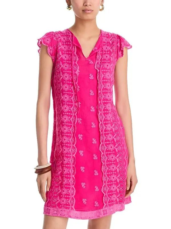 Johnny Was Daisy Eyelet Dress - Pink Peacock