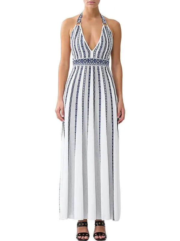 Camilla Halter Neck Knit Maxi Dress - A Tiled Wonderland