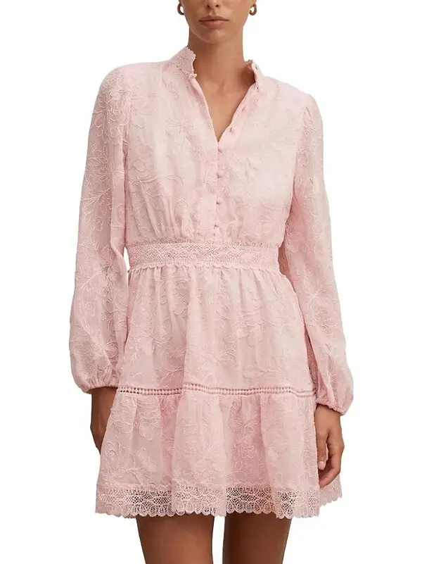 EVER NEW Thalia Embroidered Skater Mini Dress - Soft Pink