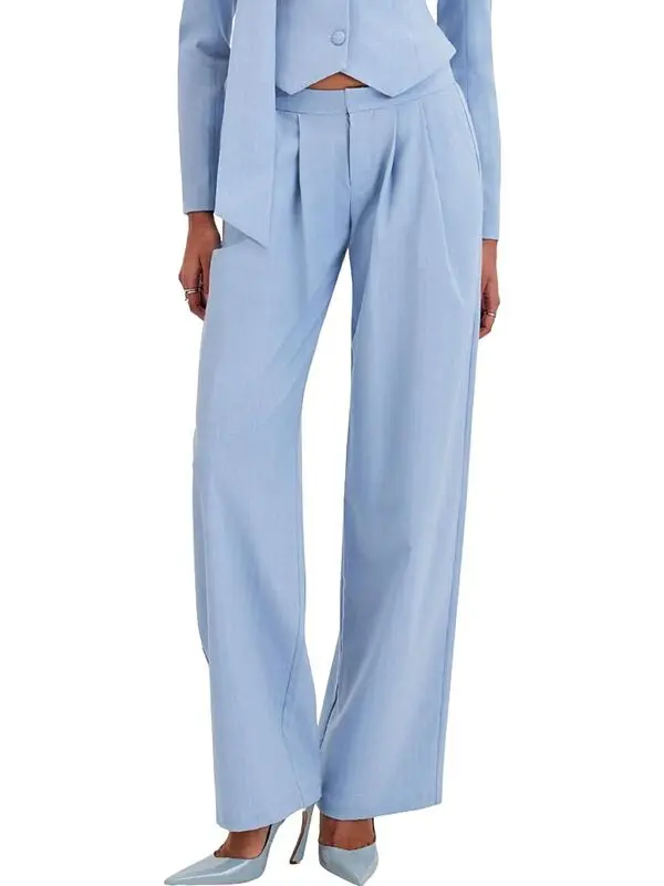 MISS CIRCLE Pinstriped Pleated Trousers - Sky Blue