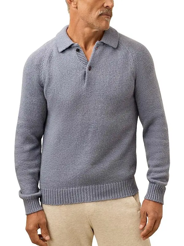 Faherty Brand Heirloom Long Sleeve Sweater Polo - Flint