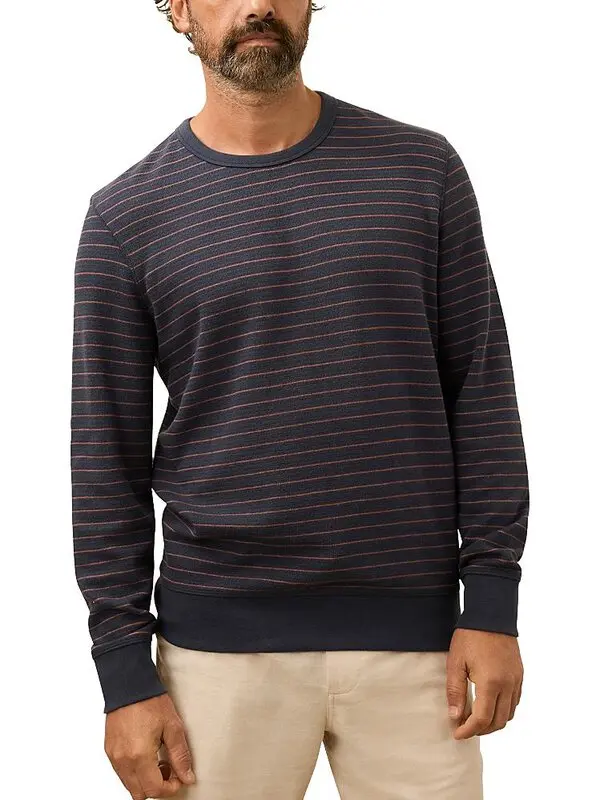 Faherty Brand Double Knit Crewneck - Blue Dune Stripe
