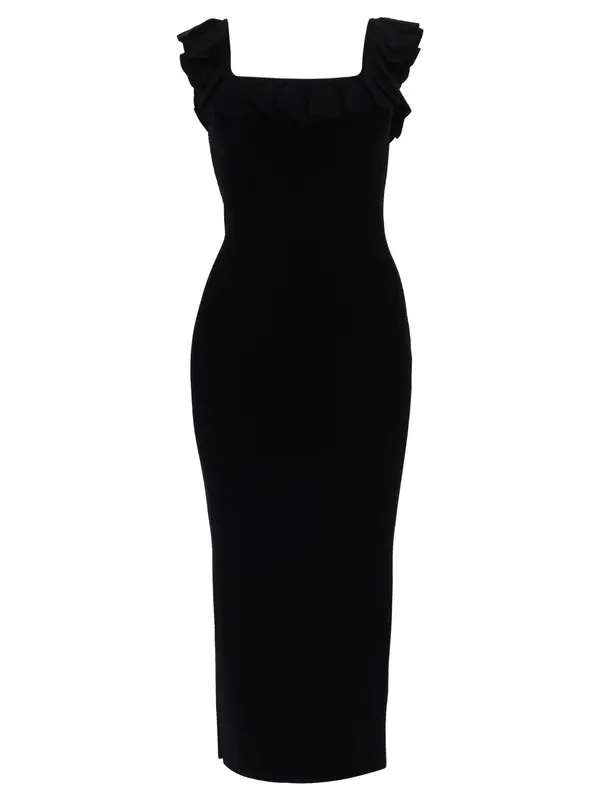 Michael Kors Midi Dress With Ruffled Detail - Black