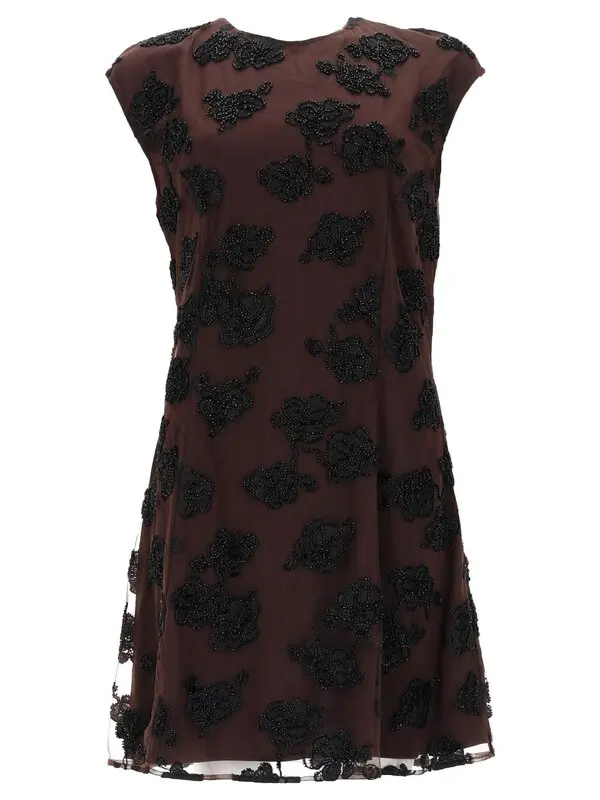 ROTATE BY BIRGER CHRISTENSEN Mini Dress With Floral Details - Brown