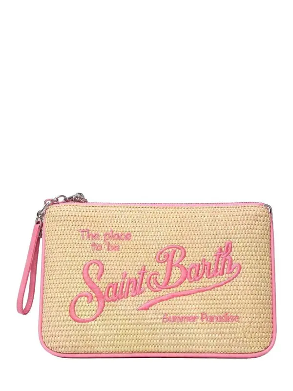 MC2 SAINT BARTH Parisienne Embroidered-logo Clutch - Neutrals