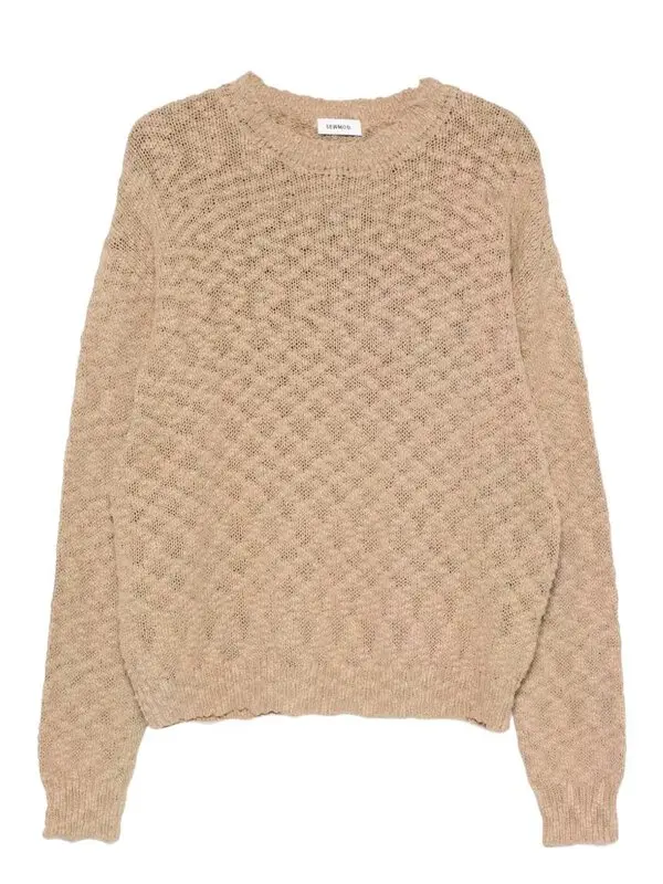 SEWMOD Open-knit Crew Neck Sweater - Brown