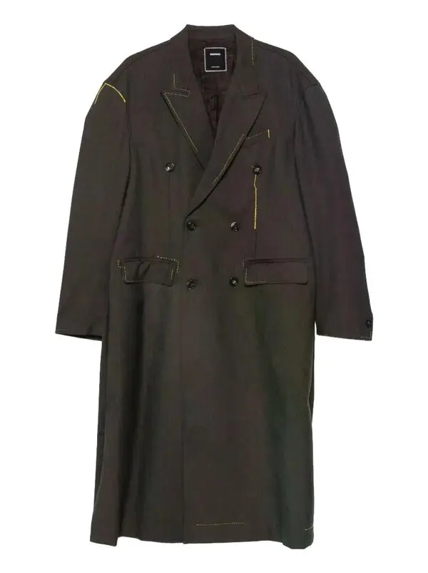 SEWMOD Contrast-stitch Double-breasted Coat - Brown