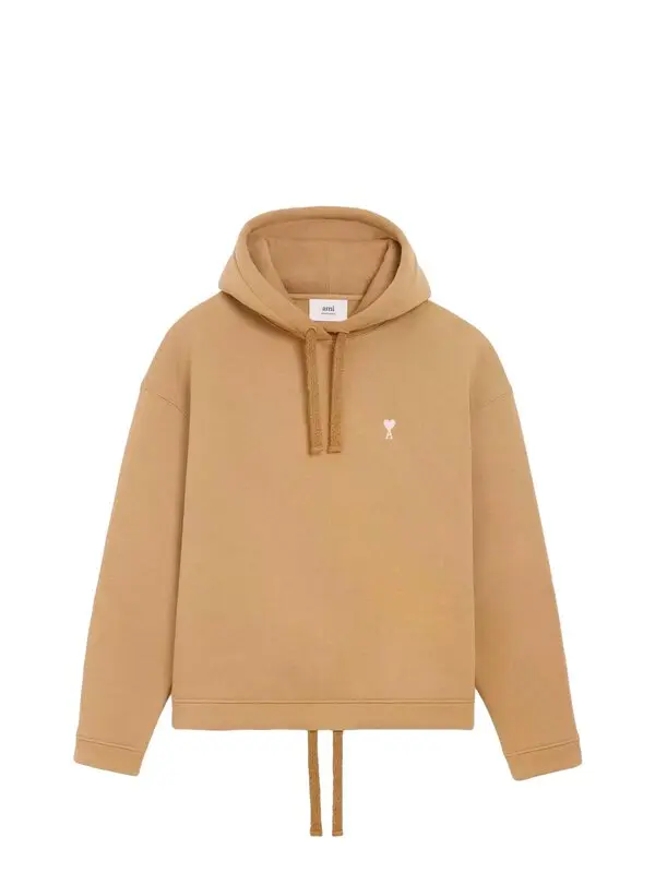 AMI Paris Drawstring Hoodie - Brown