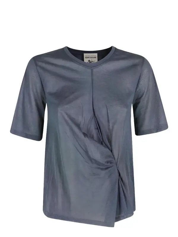 SEMICOUTURE Twist-detail T-shirt - Blue