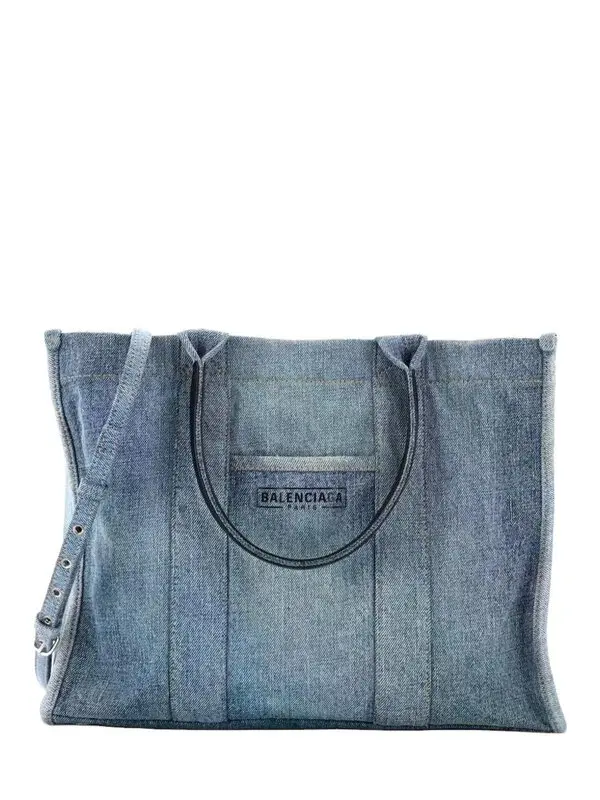 Balenciaga Hardware Denim Tote Small Shoulder Bag - Blue