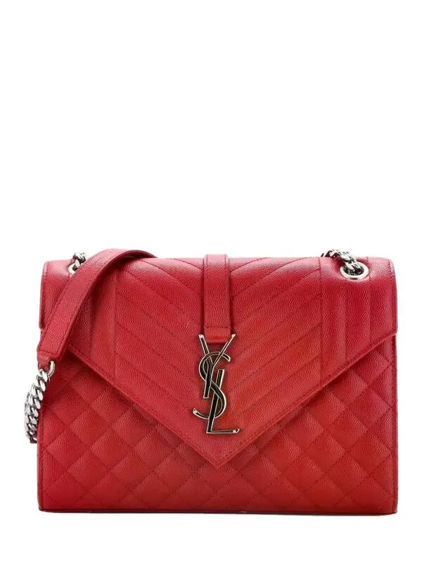 Saint Laurent Classic Monogram Envelope Satchel - Red