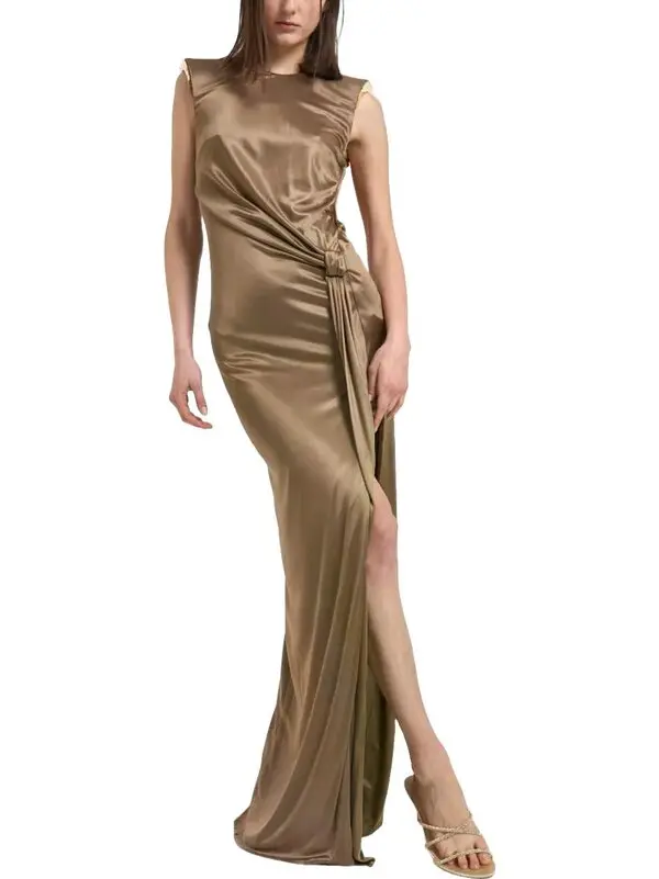 Elisabetta Franchi Knotted-detail Open-back Dress - Brown