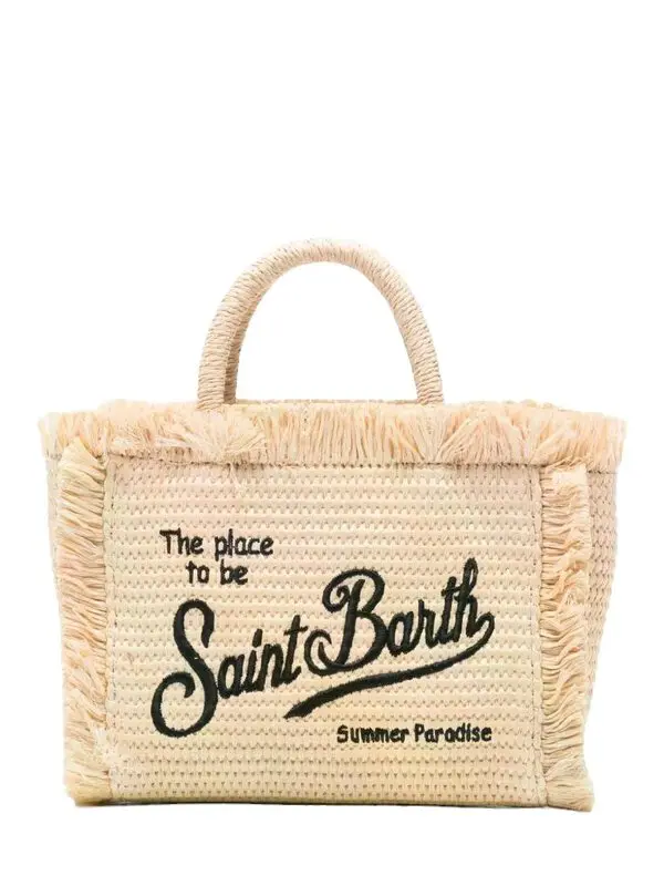 MC2 SAINT BARTH Frayed-detail Mini Bag - Neutrals