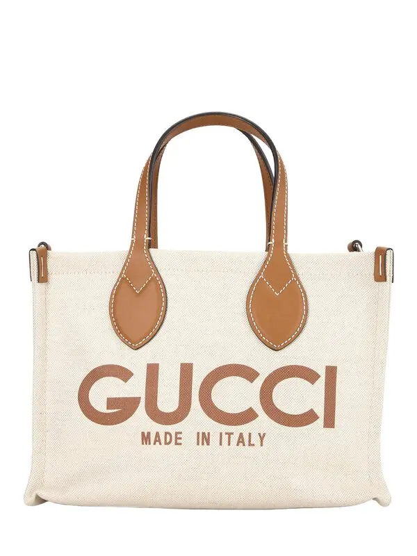 Gucci Canvas Logo Print Tote - Brown