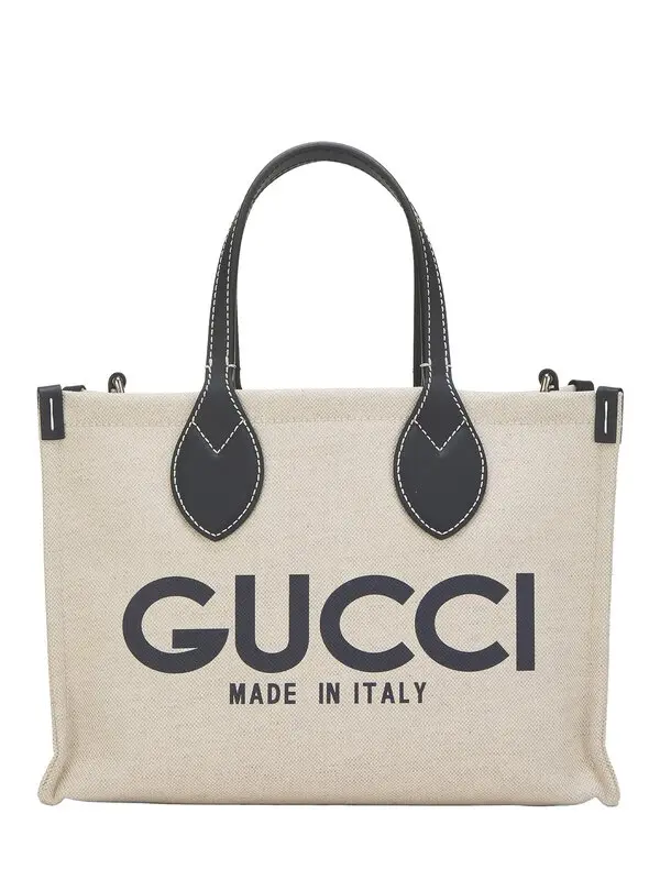 Gucci Canvas Logo Print Tote - Navy