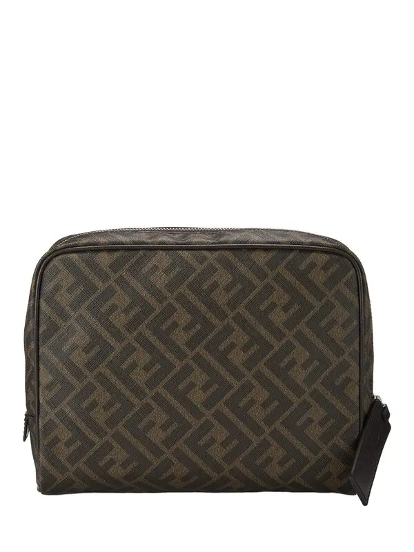 Fendi Zucca Coated Canvas Pouch - Brown