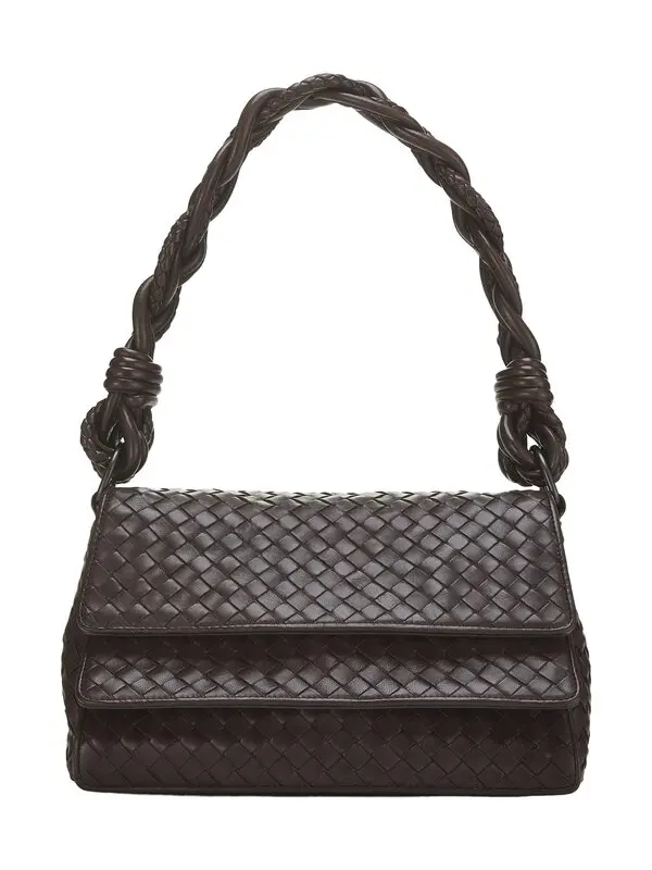 Bottega Veneta Intrecciato Braided Flap Shoulder Bag - Brown