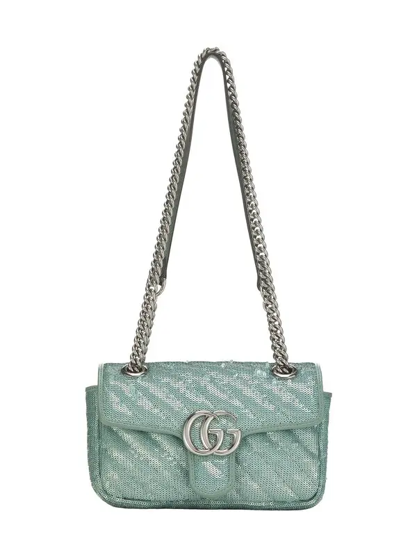 Gucci Sequin Marmont Matelassé Shoulder Bag - Blue
