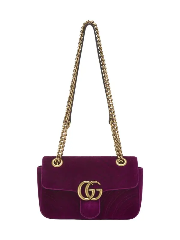Gucci Velvet Gg Marmont Matelassé Shoulder Bag - Purple