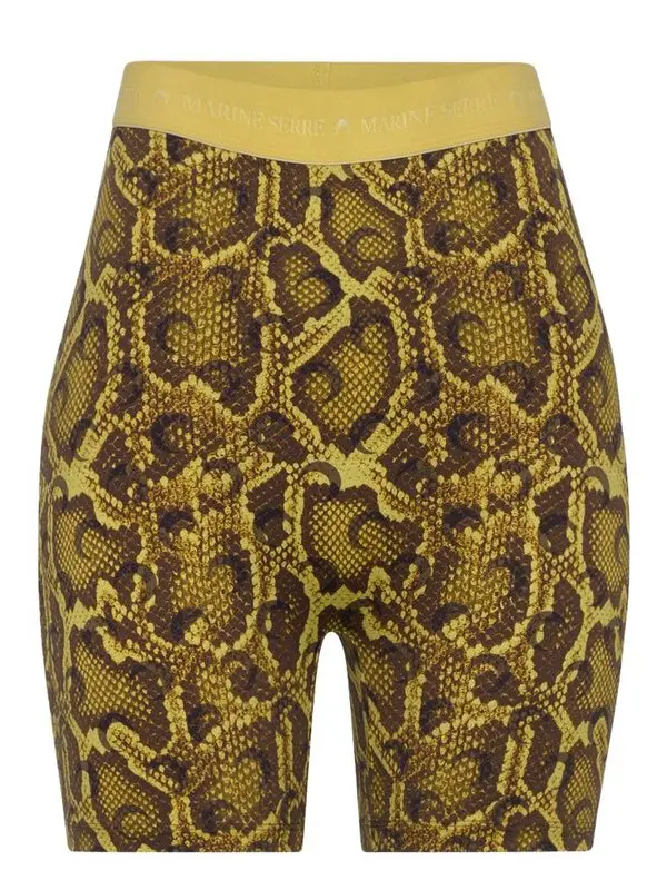 MARINE SERRE Printed Jersey Mini Shorts - Yellow