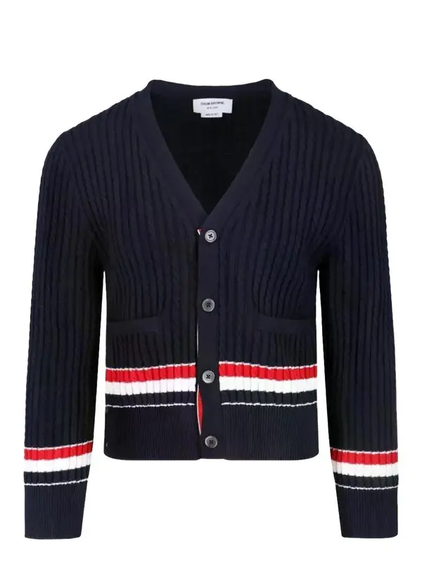 Thom Browne Striped Knit Cardigan - Blue