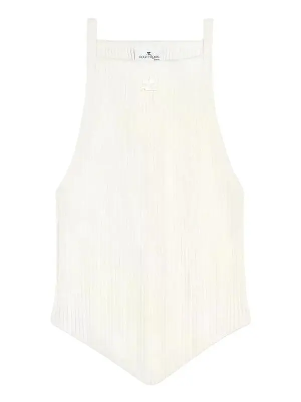 COURREGES Pointy Rib-knit Top - White