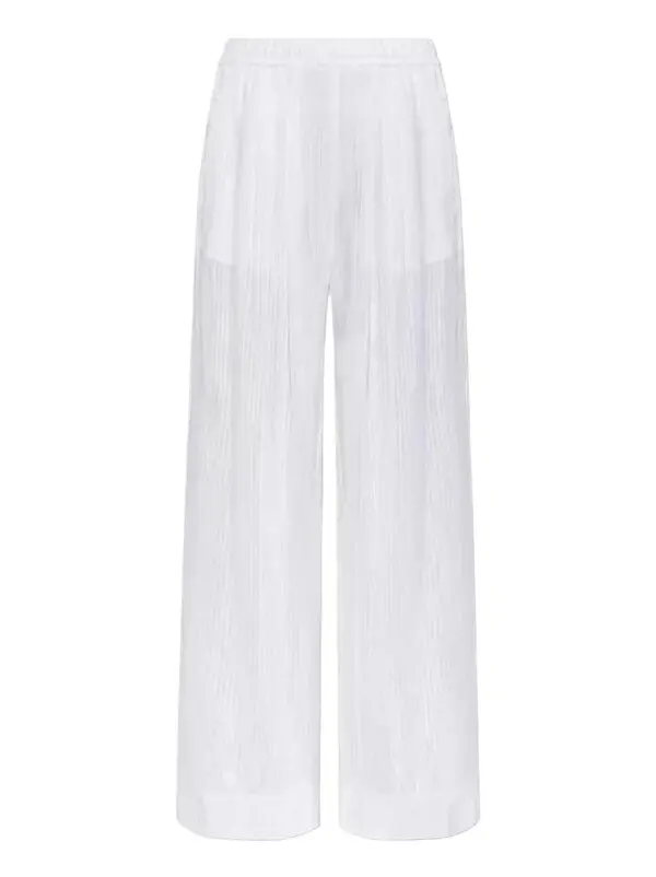 FORTE_FORTE Vertical-stripe Wide-leg Trousers - White