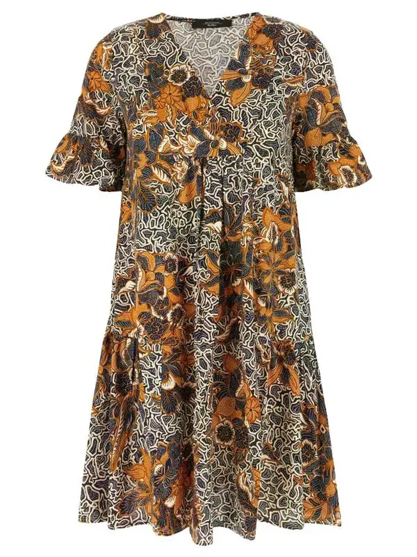 Max Mara Floral-print Tiered Mini Dress - Blue