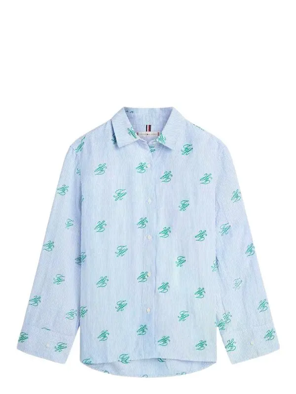 Tommy Hilfiger Stripe-pattern Logo Shirt - Blue